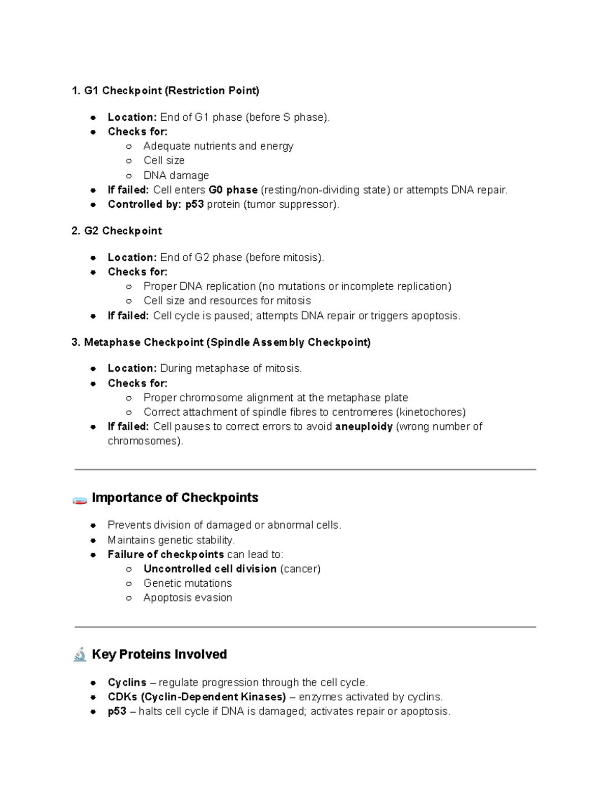 Cell Cycle Checkpoints Overview: G1, G2, and Metaphase Checkpoints ...