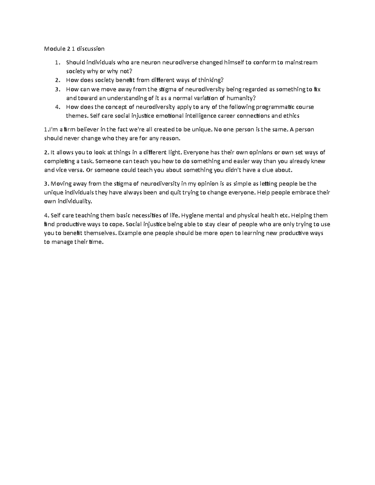 Scs mod 2-1 db - Module 2 1 discussion Should individuals who are ...