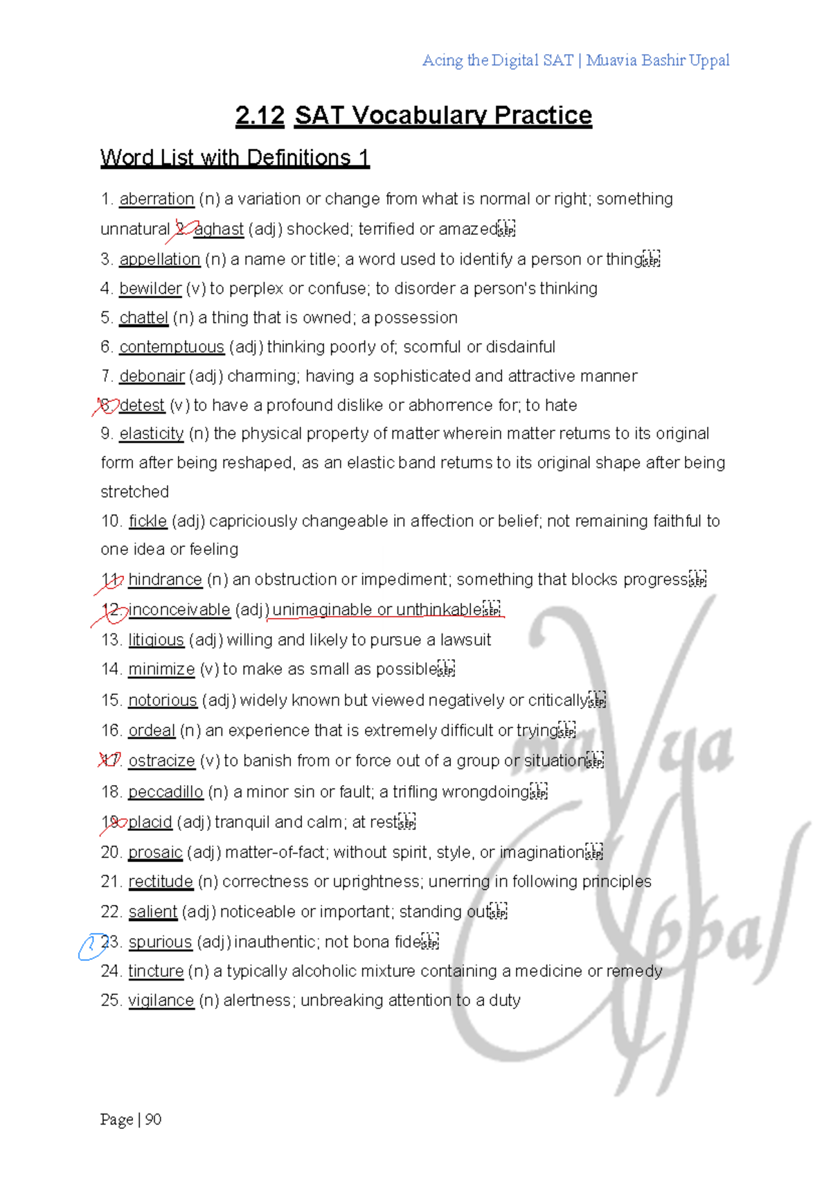 SAT Vocabulary Practice Word List with Definitions (2.12) - Studocu