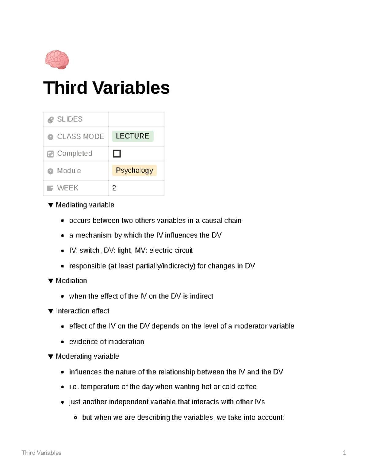 PSY 101: Lecture Notes on Third Variables and Their Effects - Studocu