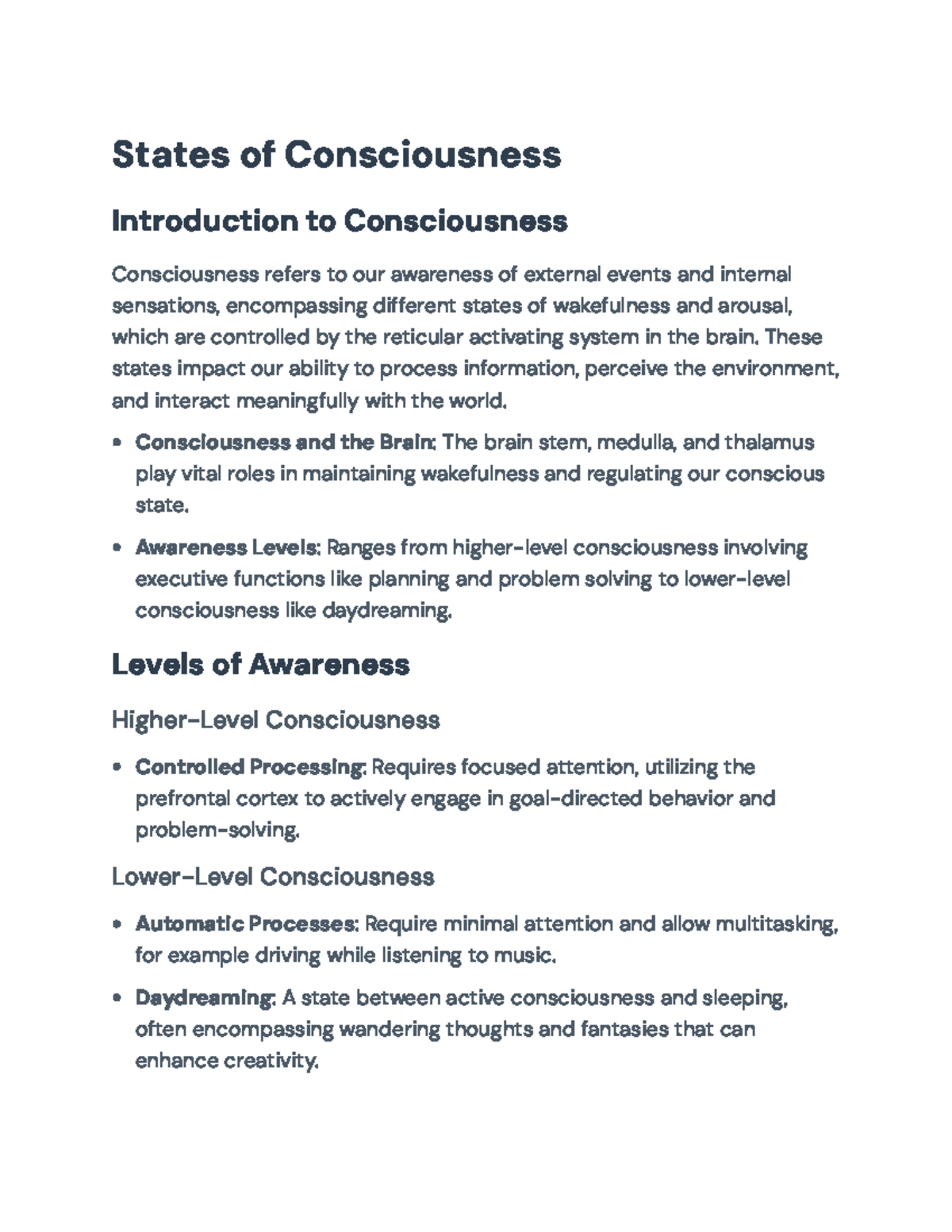 Exploring States of Consciousness: Sleep, Dreams, and Awareness ...