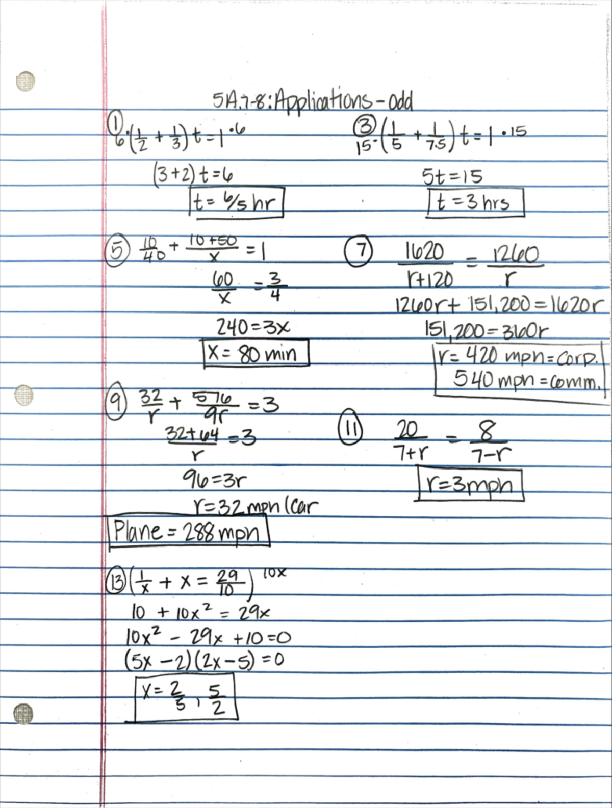 5A.7-8 key with work - hw for algebra - 5A-8: Applications-odd 1 (1/2 ...