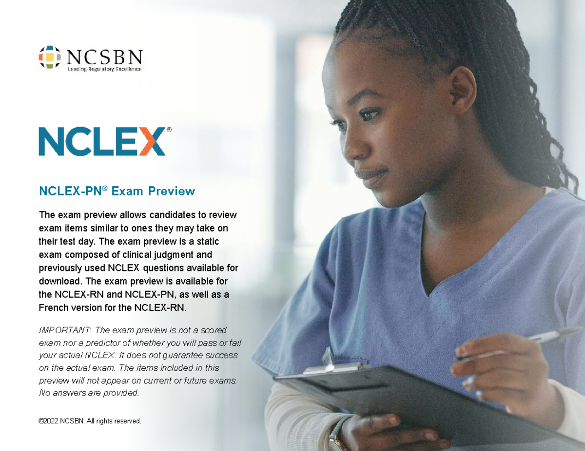 NCLEX Exam Preview: Practice Questions & Review Guide - Studocu