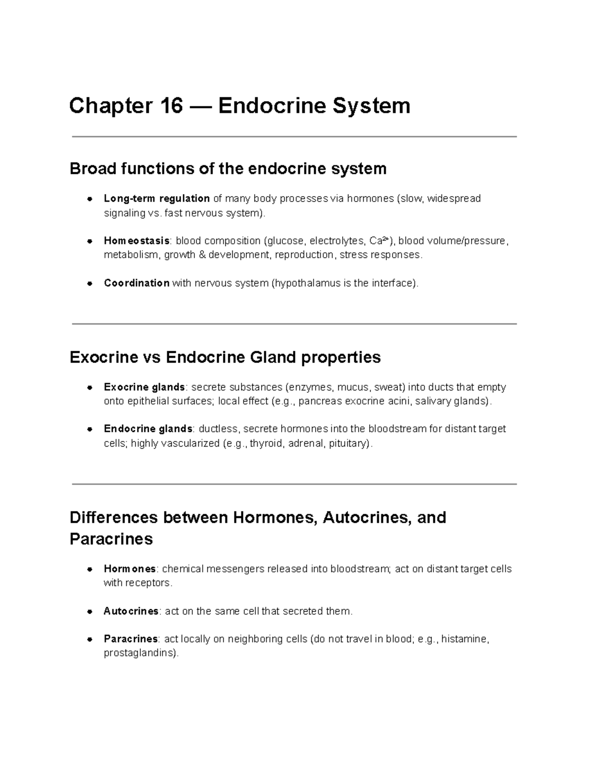 Endocrine System Overview: Functions & Hormonal Regulations - Studocu