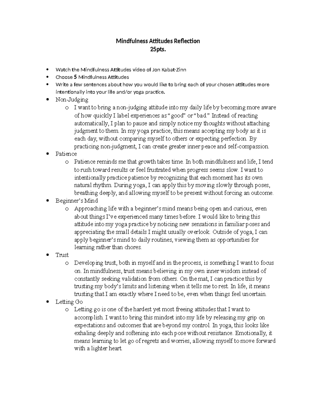 Mindful Attitude Reflection: Intentional Practices for Growth - Studocu