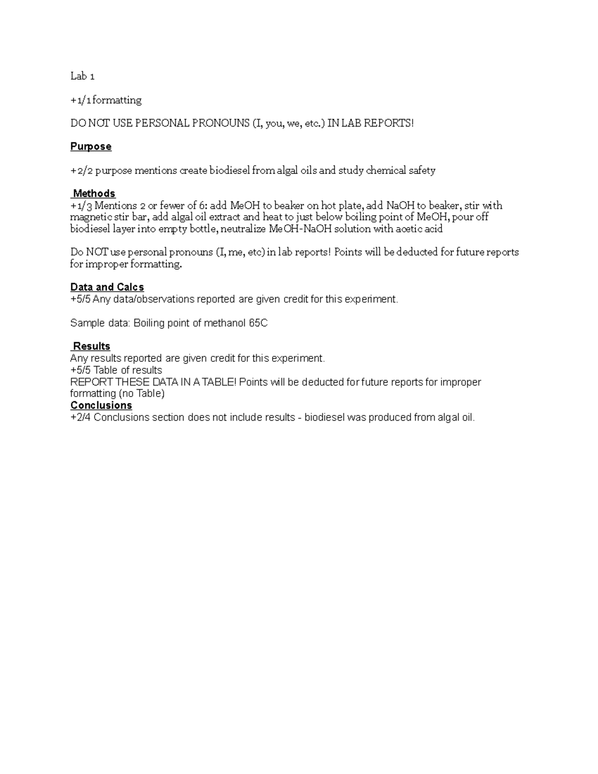 Lab Report Feedback - Labster Lab 1: Biodiesel Production Analysis ...