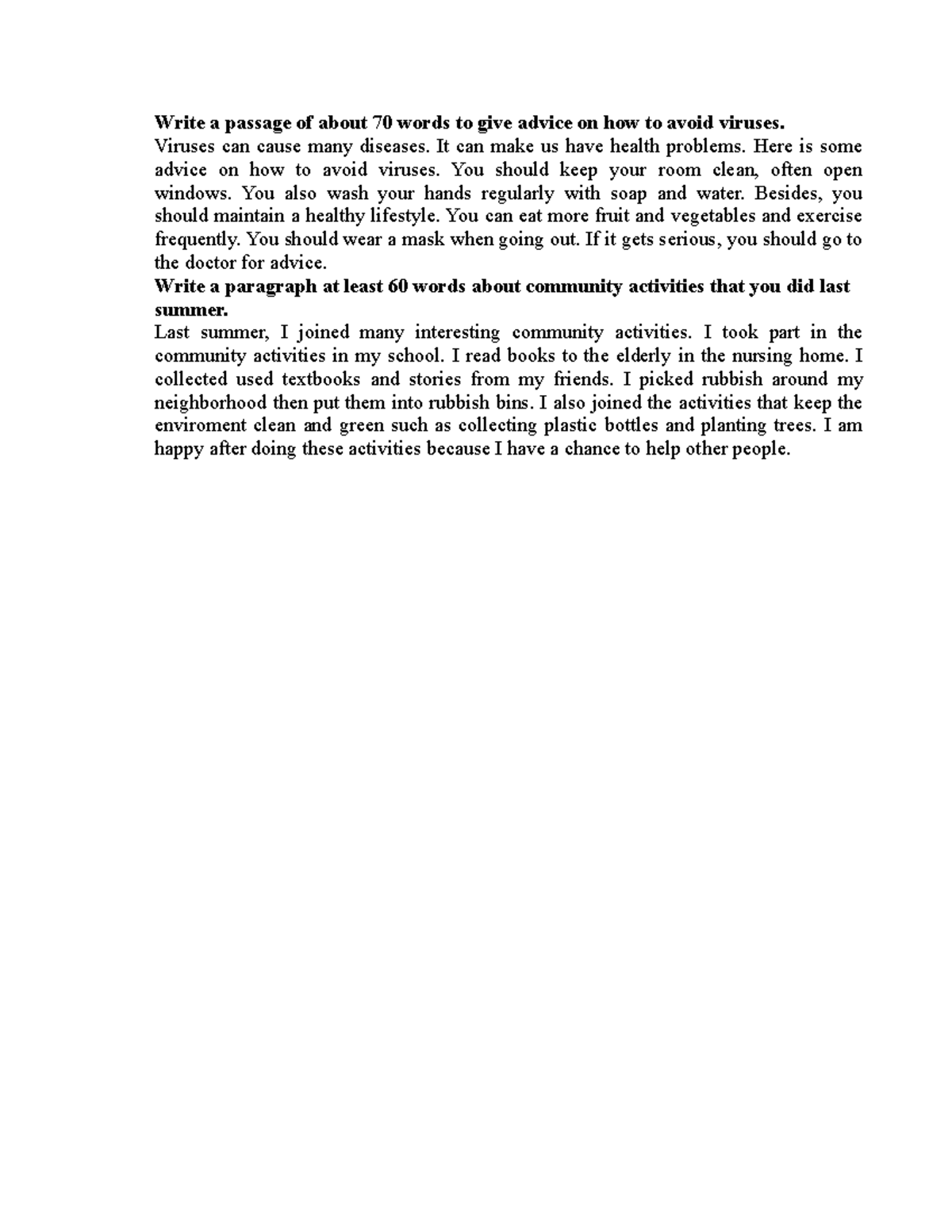 Writing Tips: Avoiding Viruses & Community Activities - Studocu