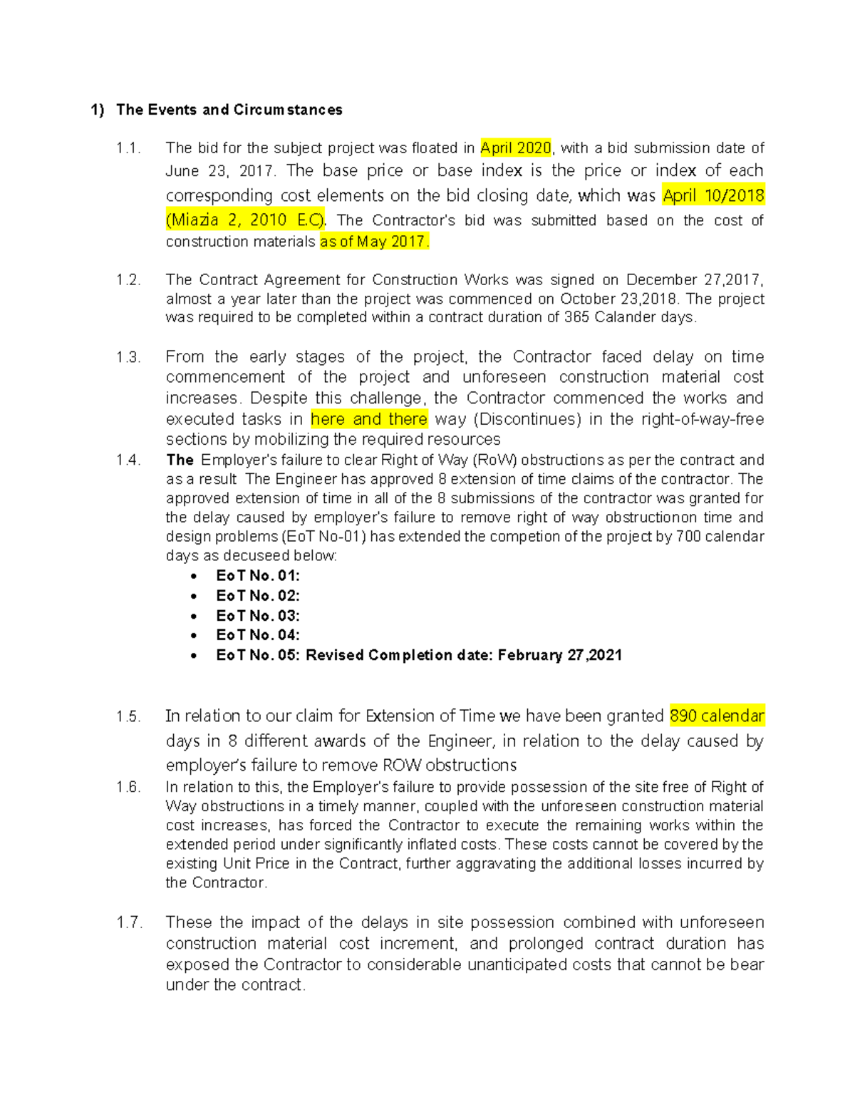 Event, Contract, and Effects Structure for PA: Megenagna Project - Studocu