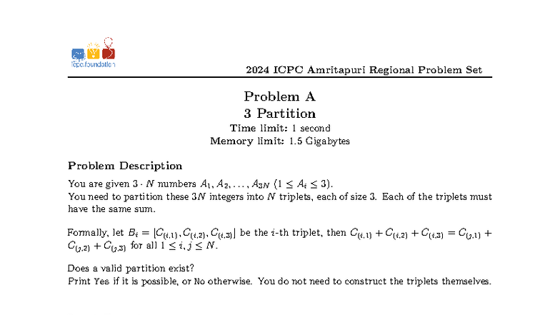 2024 ICPC Amritapuri Regional Problem Set Overview - Studocu