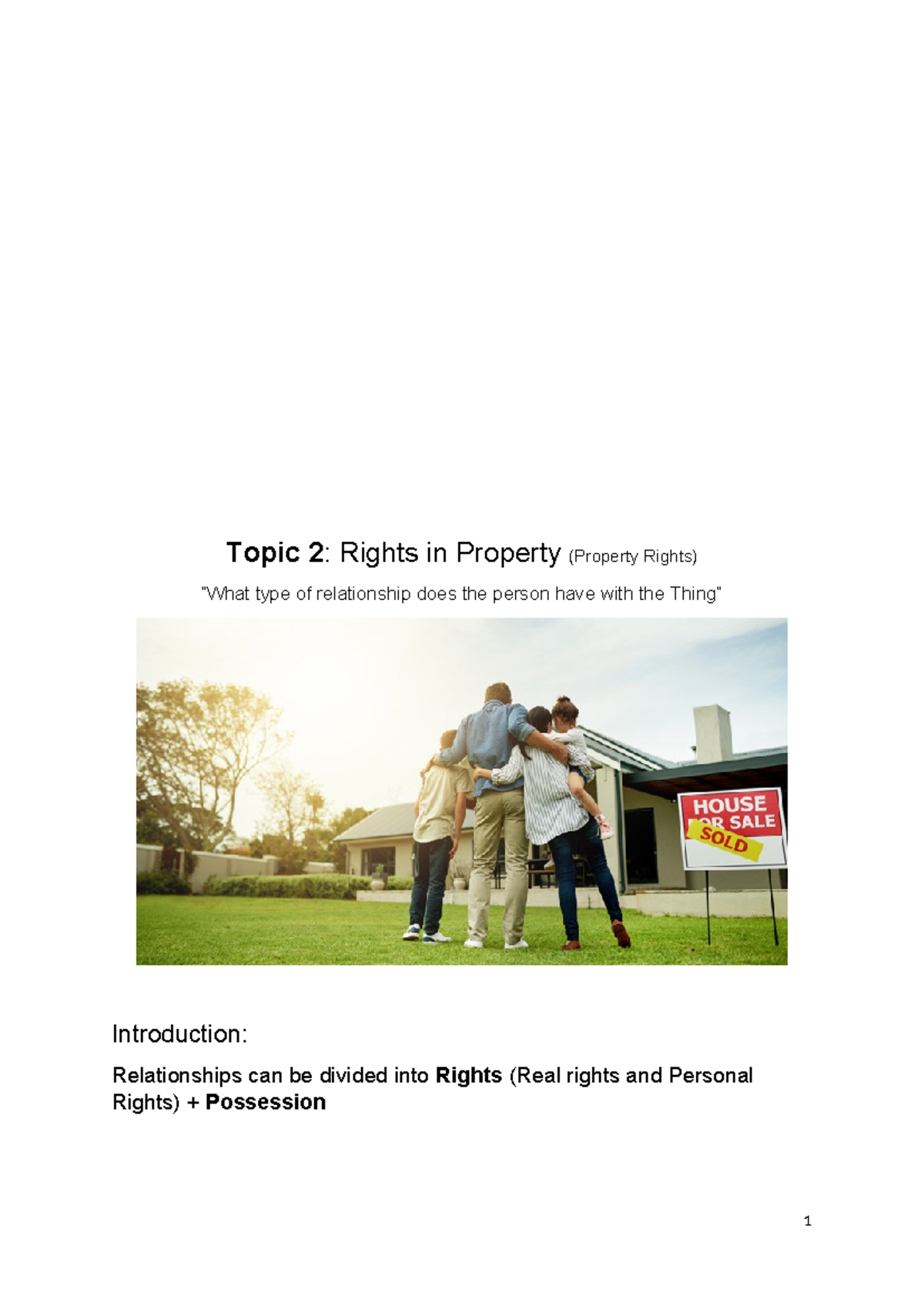 Topic 2: Rights in Property (Property Rights) - Comprehensive Notes ...