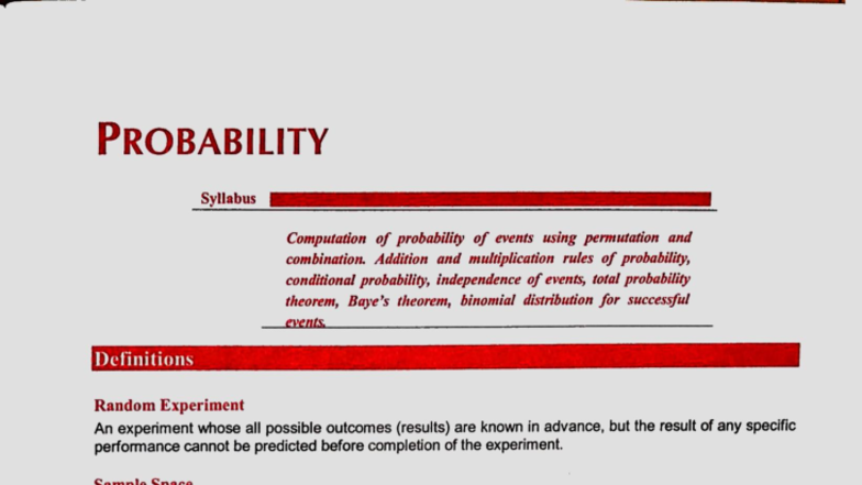 Probability Concepts and Computation: BRI SRR Ty Study Notes - Studocu