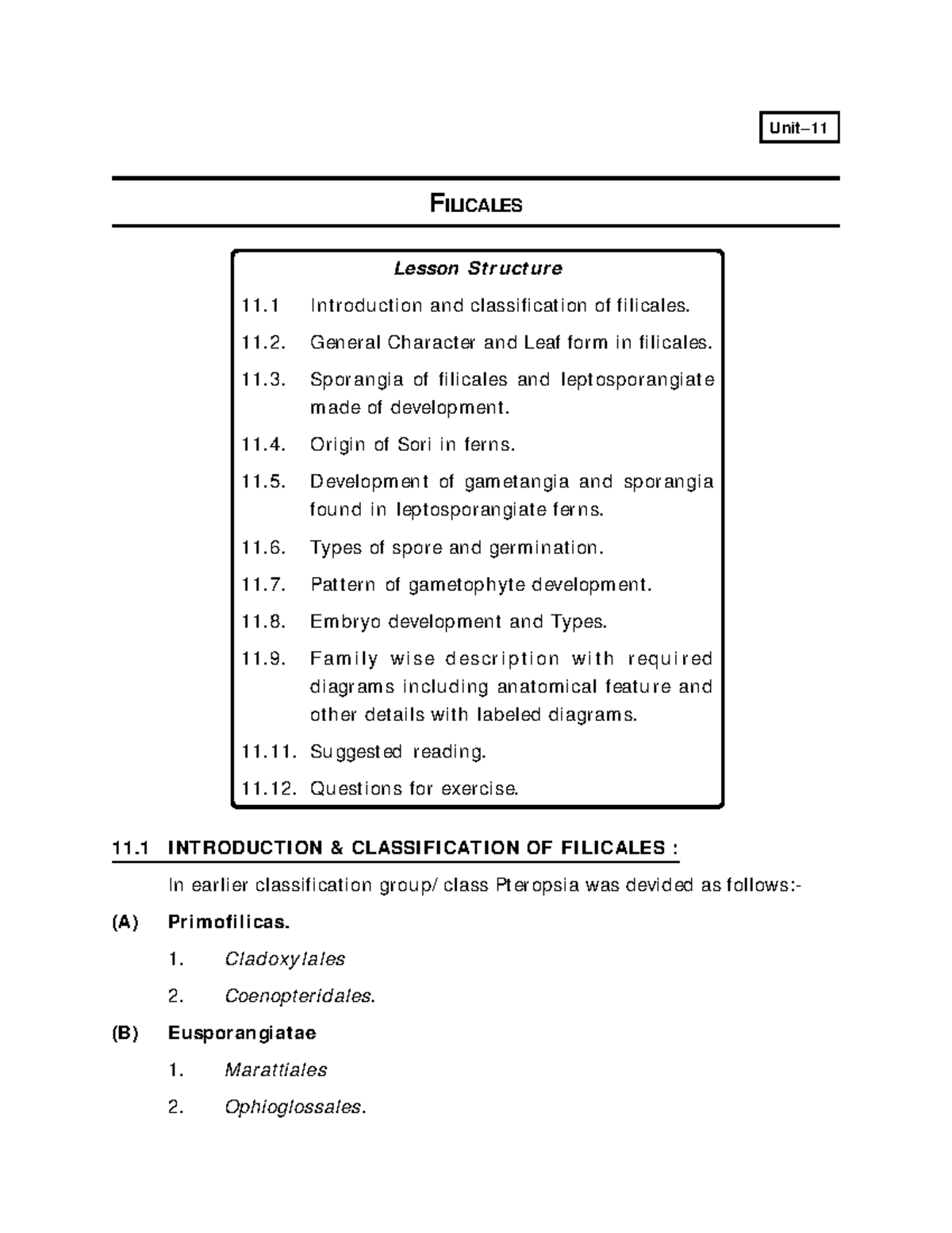 Filicales: Classification and Sori Development in Ferns - Studocu