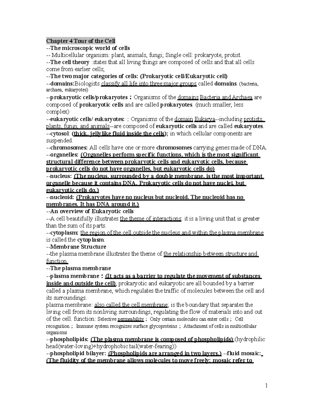 Chapter 4 Tour of the Cell notes - Chapter 4 Tour of the Cell - The ...