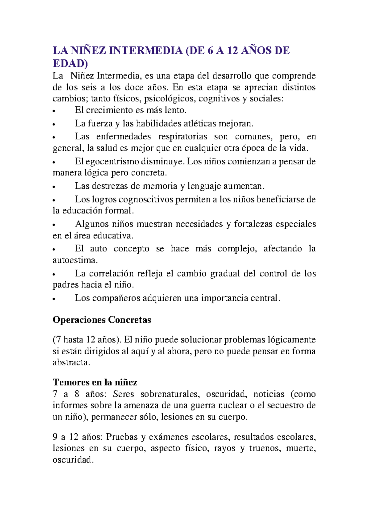 Infancia Intermedia - LA NI—EZ INTERMEDIA (DE 6 A 12 A—OS DE EDAD) La ...