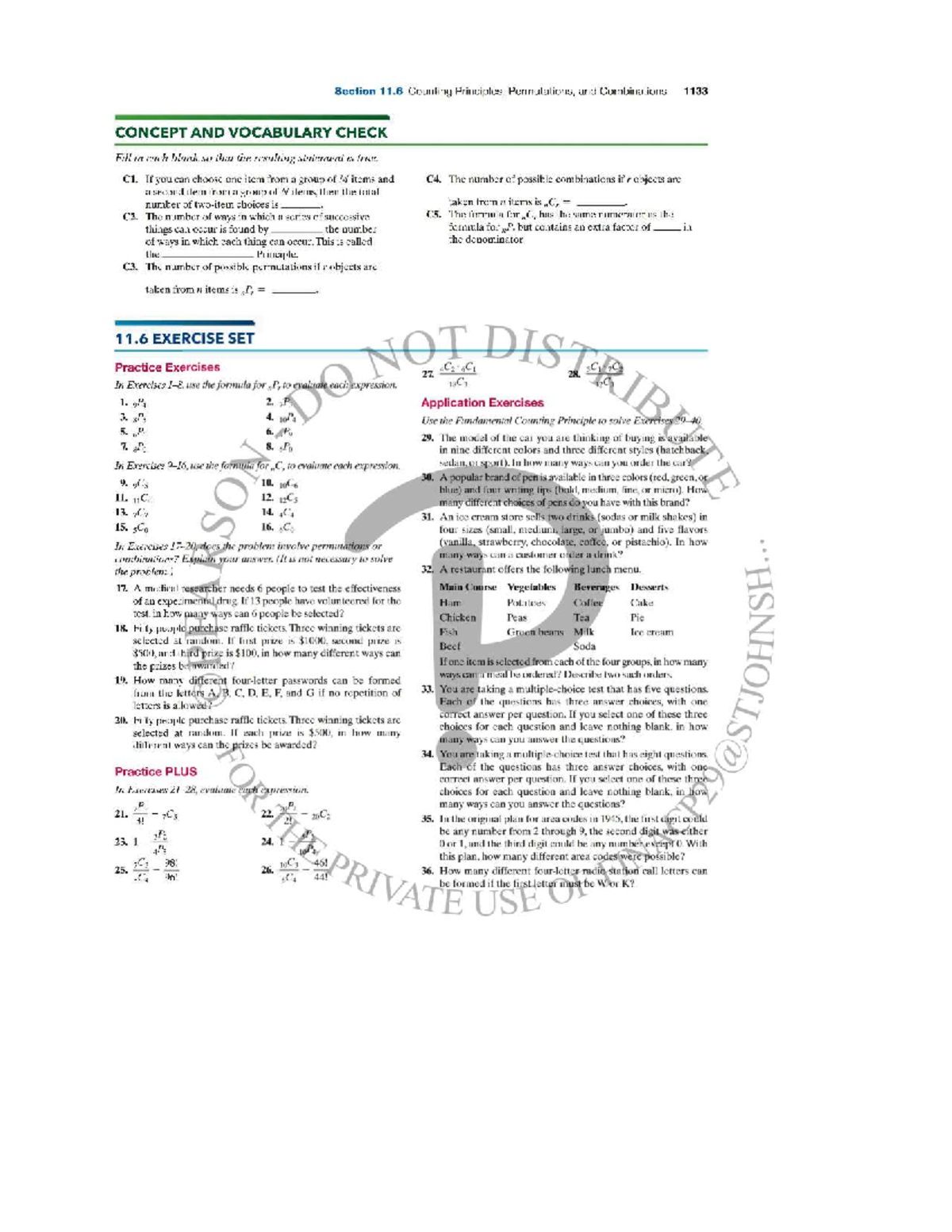 Counting Principles, Permutations, and Combinations: Section 11.6 Exercises - Studocu
