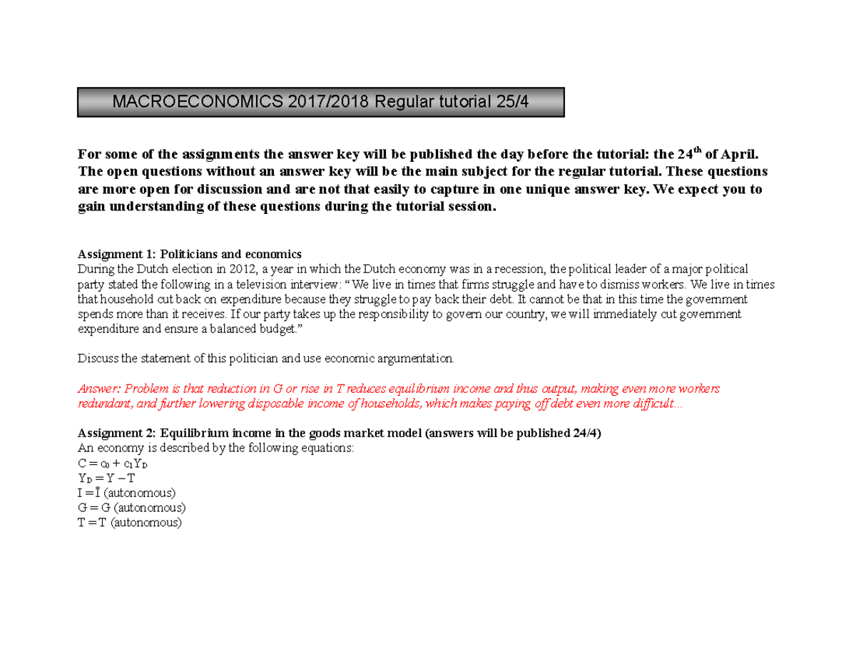 Tutorial week 1 (chapter 3) - 3 - For some of the assignments the ...