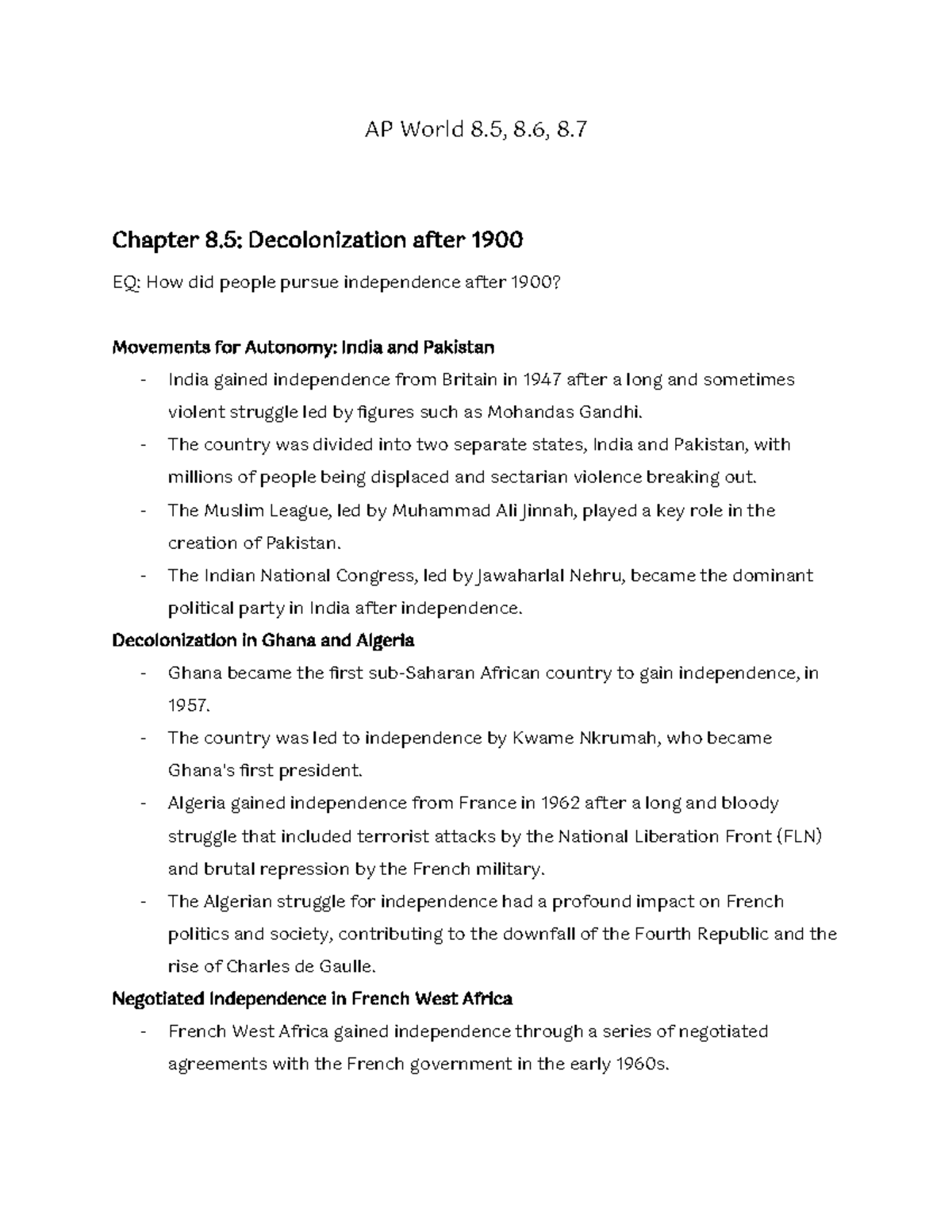 AP World History 8.5, 8.6, 8.7 - AP World 8, 8, 8. Chapter 8 ...