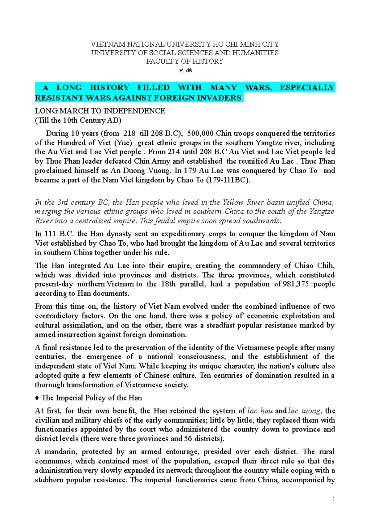 Vietnamese History and Culture: Wars and Resistance Against Invaders ...