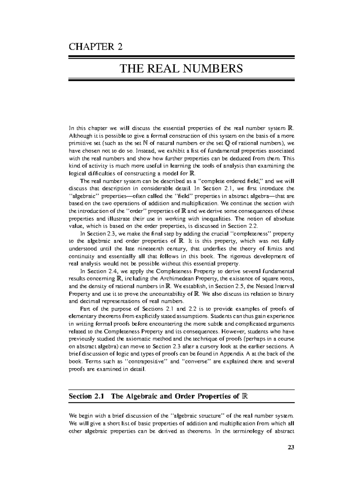 Chapter 2 - Properties of Real Numbers in Analysis (MAT101) - Studocu