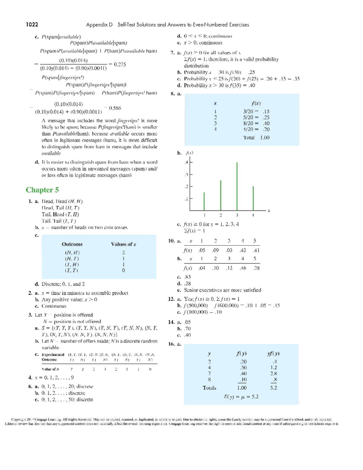 2. Solution Statistics for Business and Economics - 1022 Appendix D ...