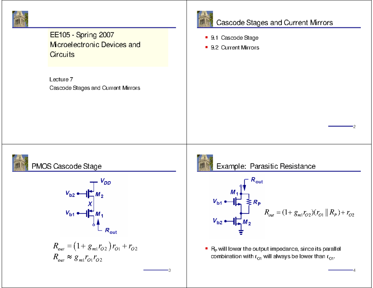 SP07-Lecture 7-Cascode&Curren Mirrors - EE105 - Spring ...