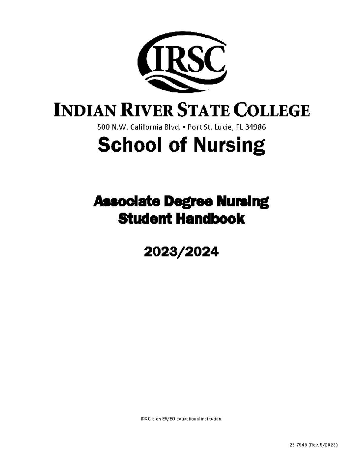 IRSC ADN Student Handbook 2023-2024: Guidelines and Policies - Studocu