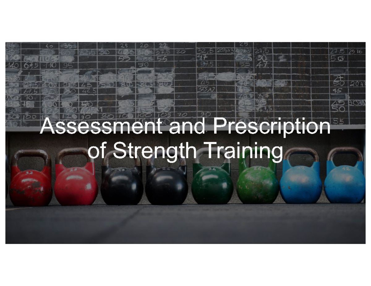 5 Strength Training Assessment & Programming Guidelines - Studocu