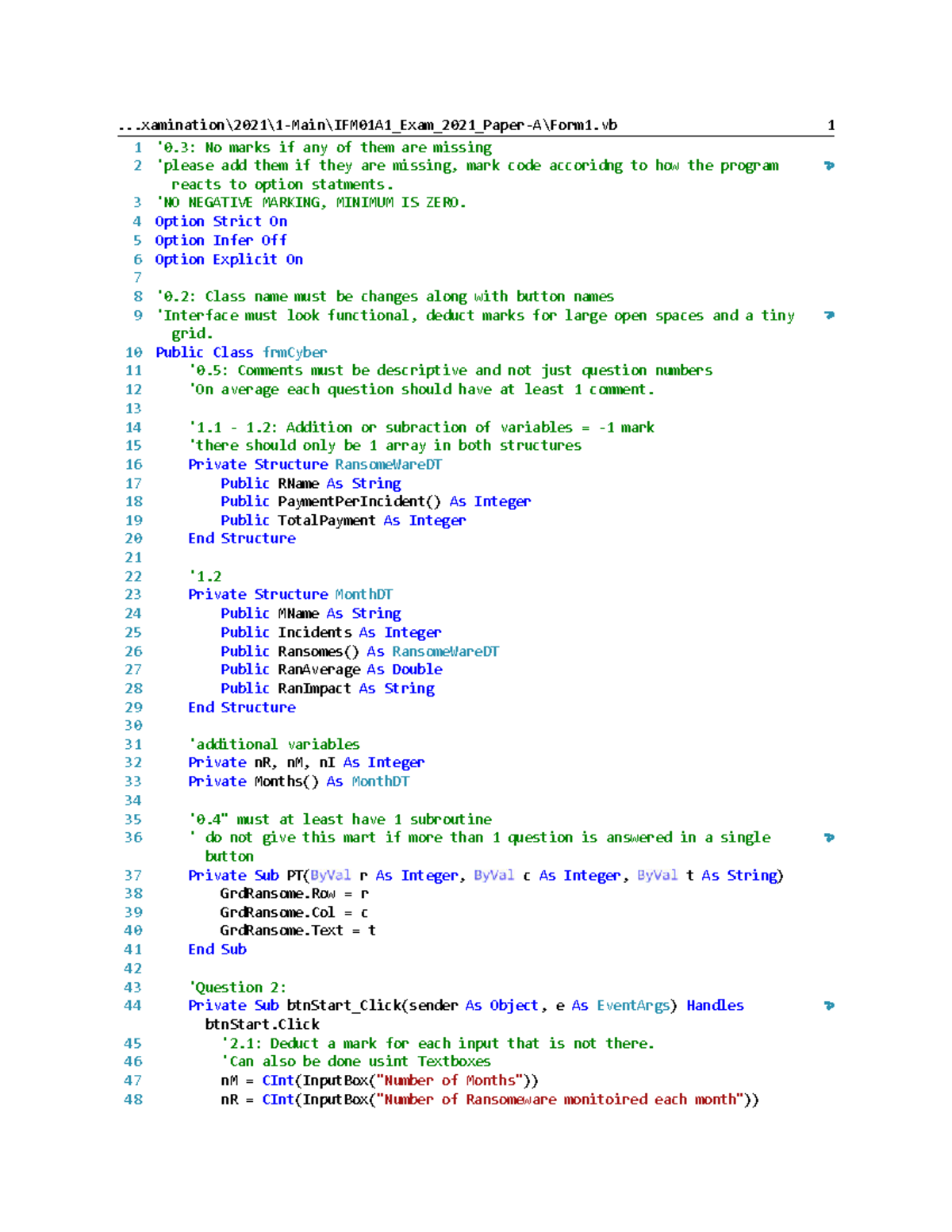 Informatics 1A 2021 Exam Paper A Memo - Acsse IFM01A1 2021 SA3-1 Exam-A ...