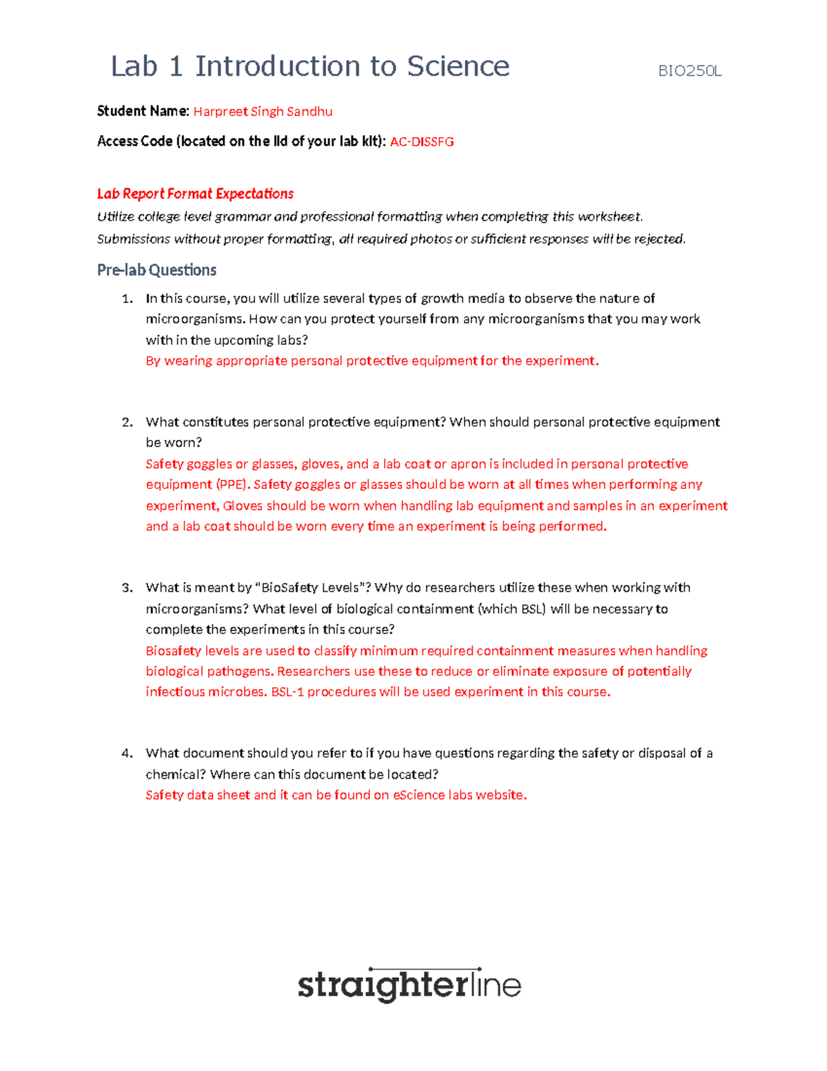 BIO250 Lab 1 - Microbial Growth and Safety Procedures Guide - Studocu