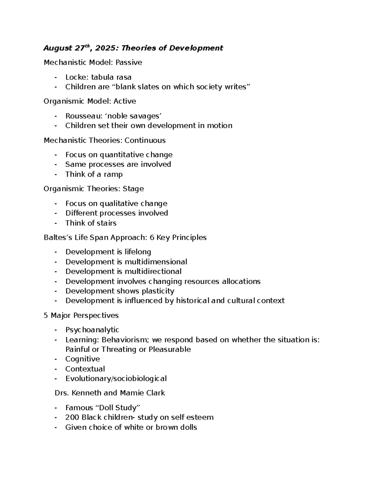 Psych Notes: Theories of Development and Early Childhood Growth - Studocu