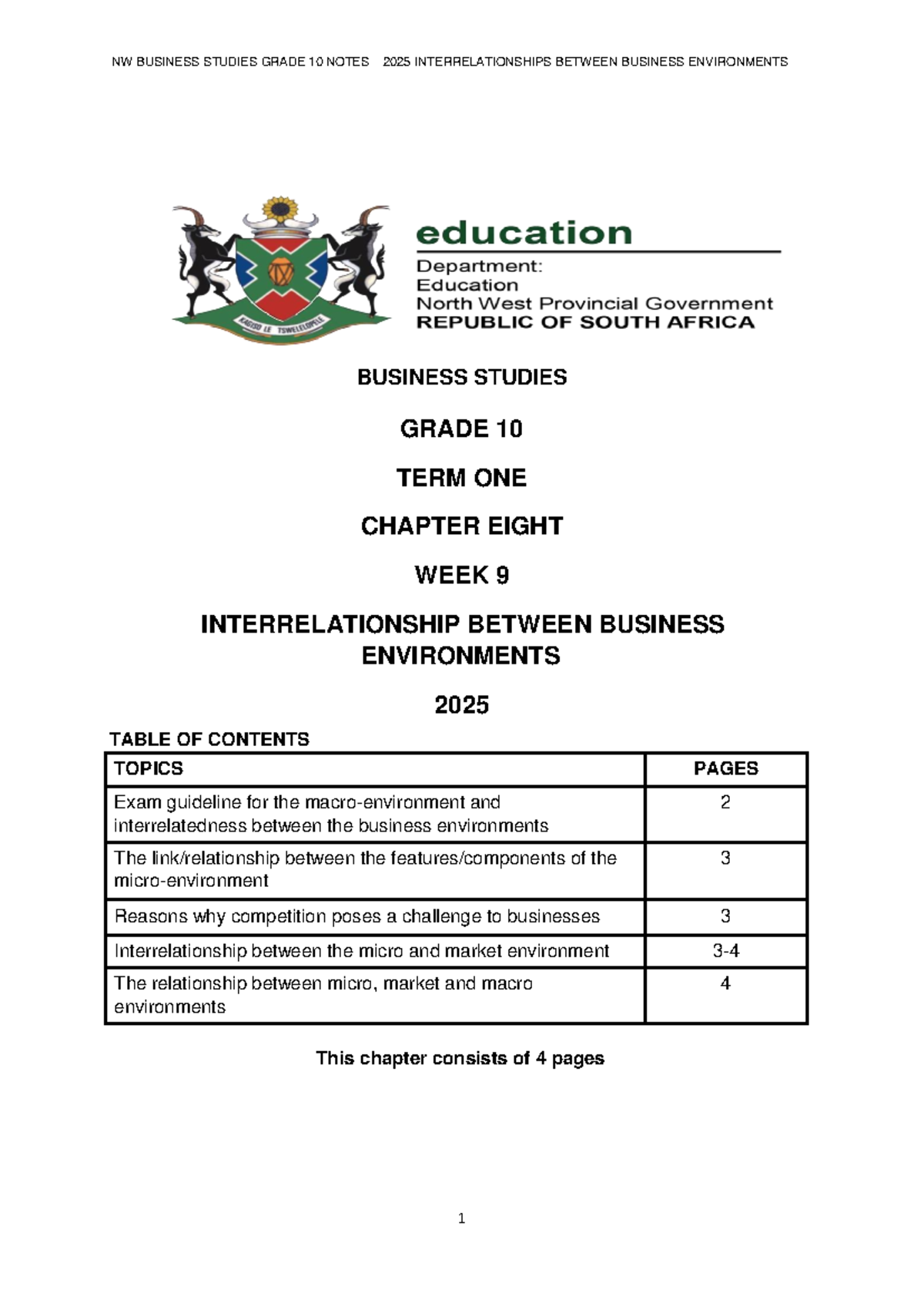 2025 BSTD Grade 10 Week 9 Interrelationship of Business Environments ...
