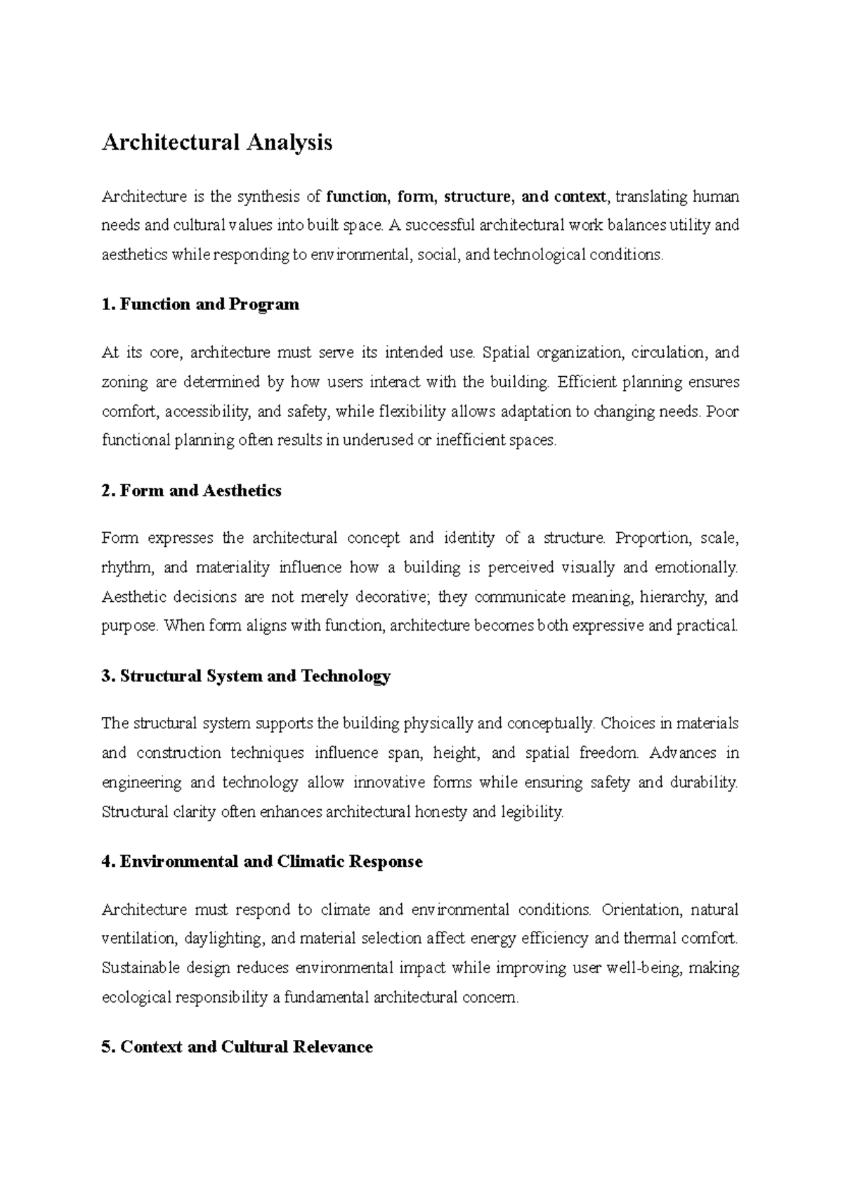 Architecture Analysis: Function, Form, and Context in Design - Studocu