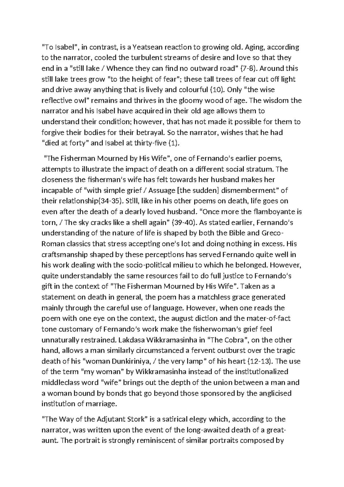 Analyzing Patrick Fernando's Poems in Sri Lankan Literature - Studocu