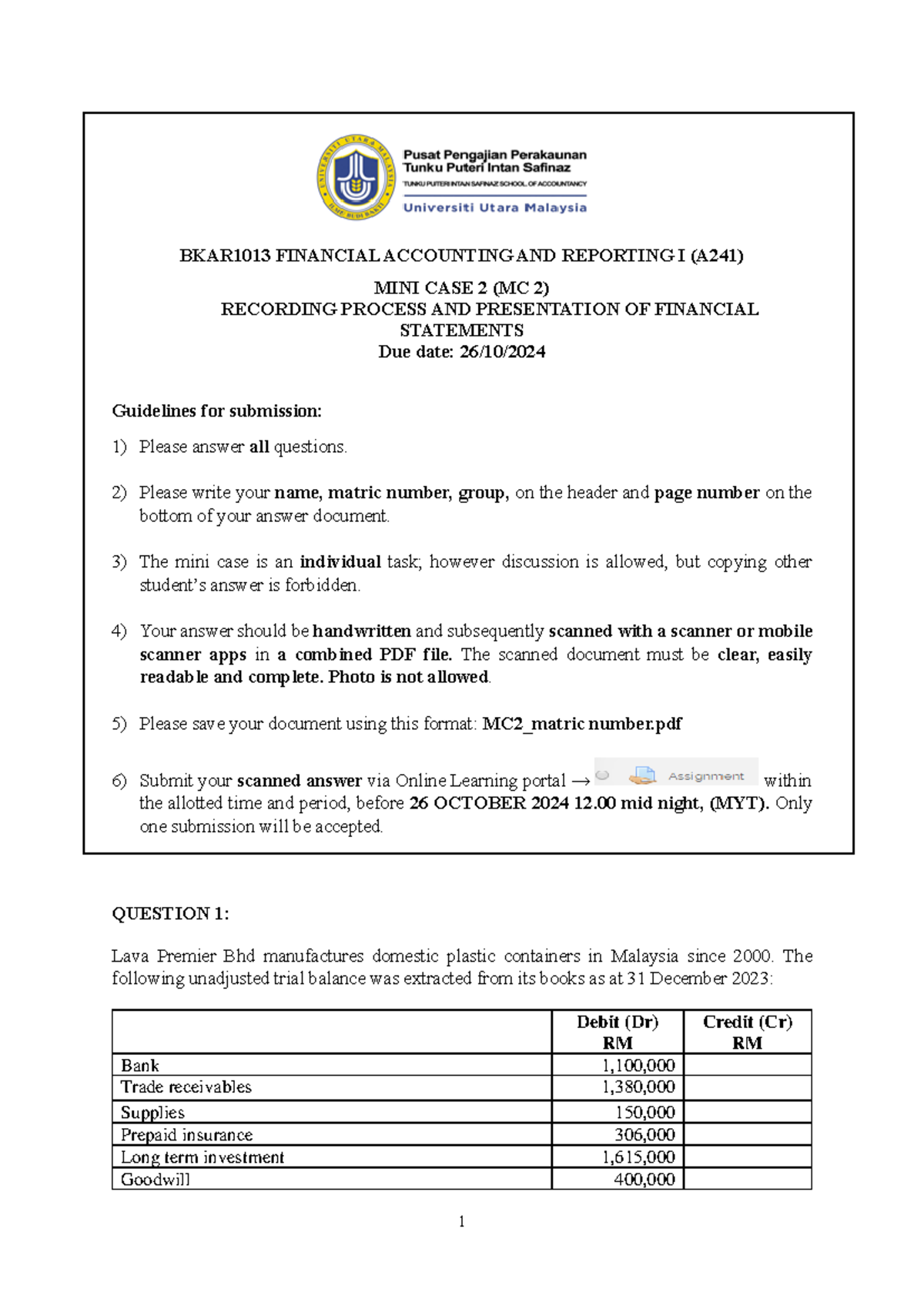 MC 2 A241 Recording Process & Financial Statements Analysis - Studocu