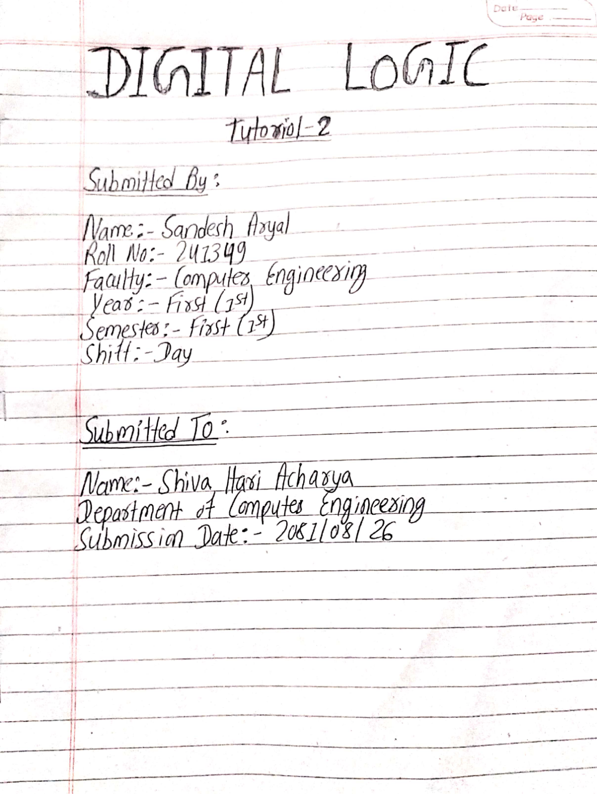 Sandyaryaltutorial 2 - This is a tutorial for digital logic subject. This file covers large ...