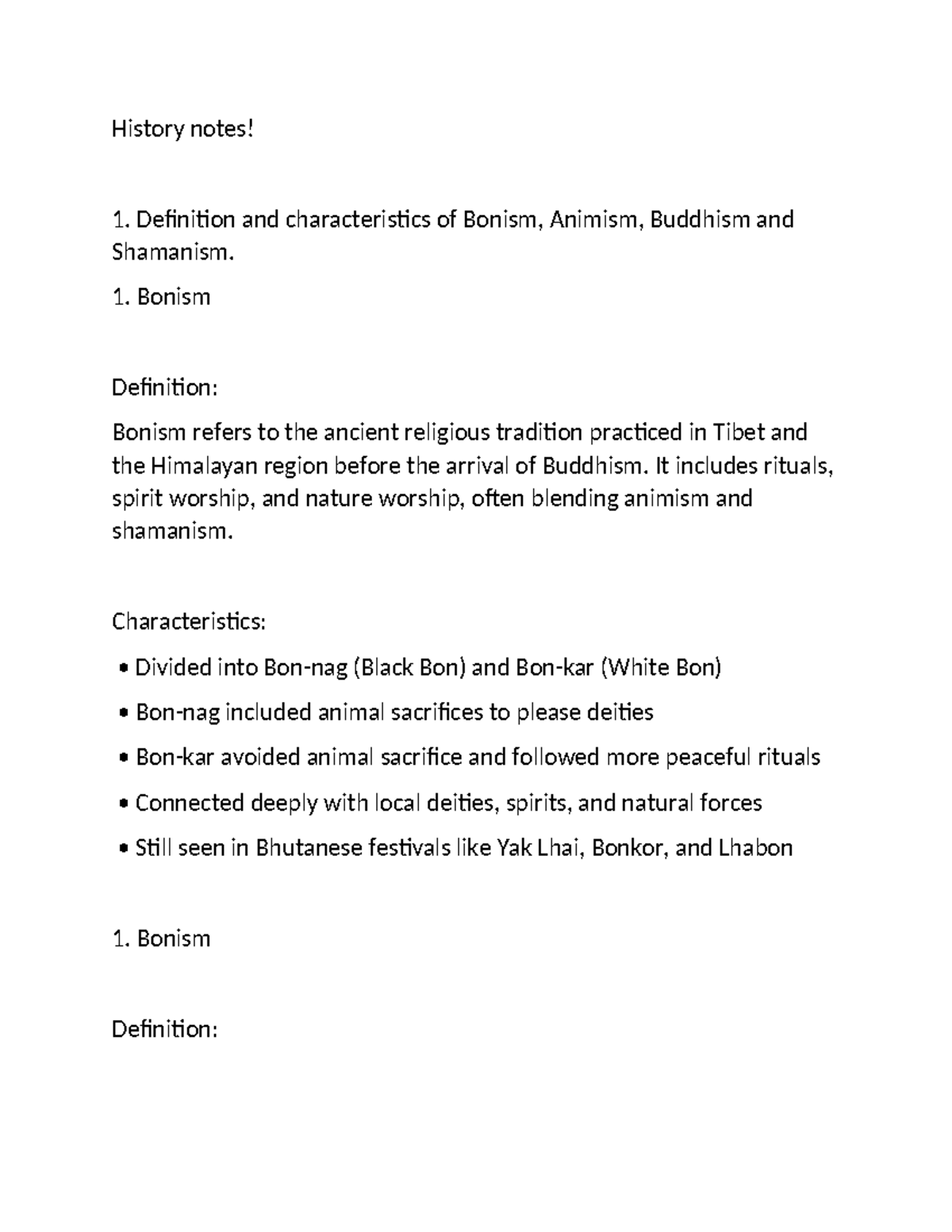History Notes: Bonism, Animism, Buddhism & Shamanism Overview - Studocu