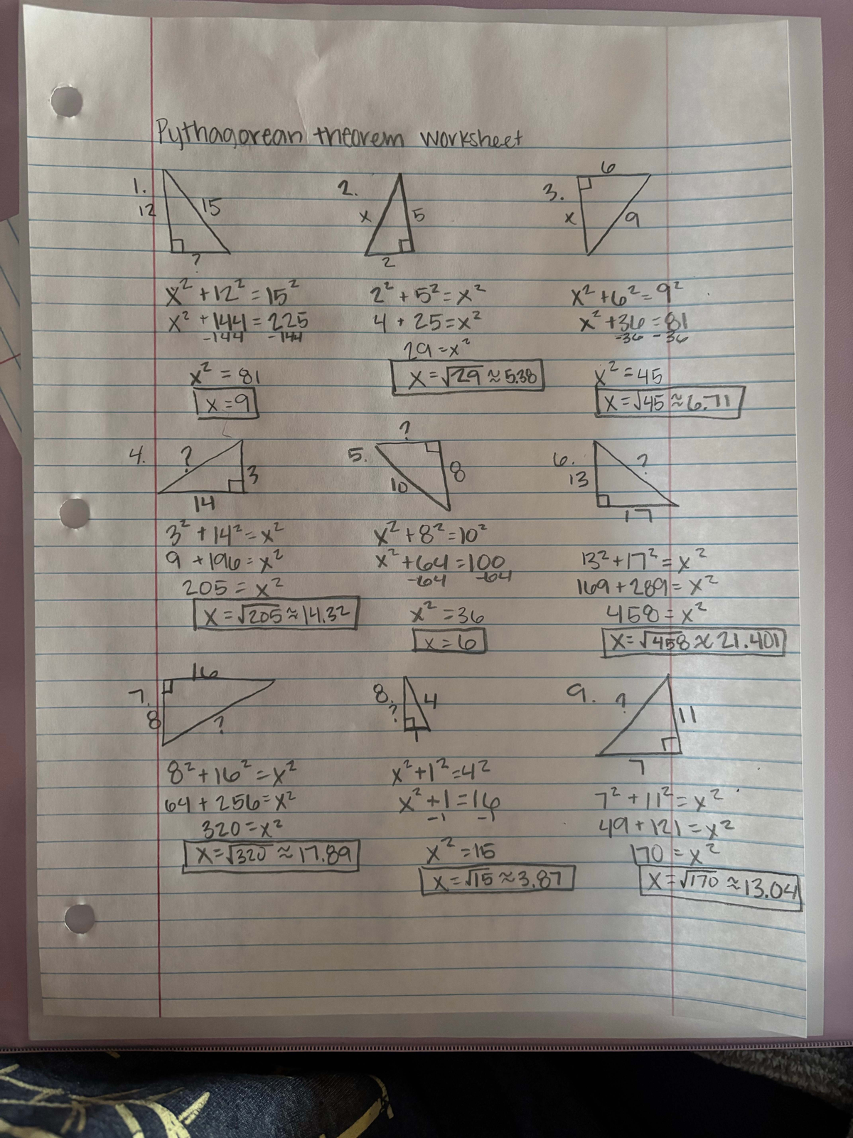 Pythagorean Theorem Worksheet I Practice Problems And Solutions Studocu