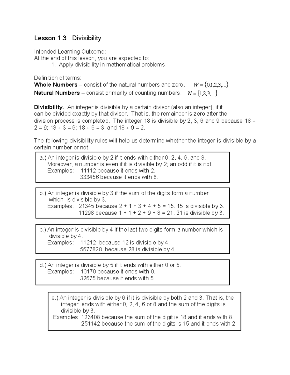 Lesson 1.3: Understanding Divisibility Rules and Applications - Studocu
