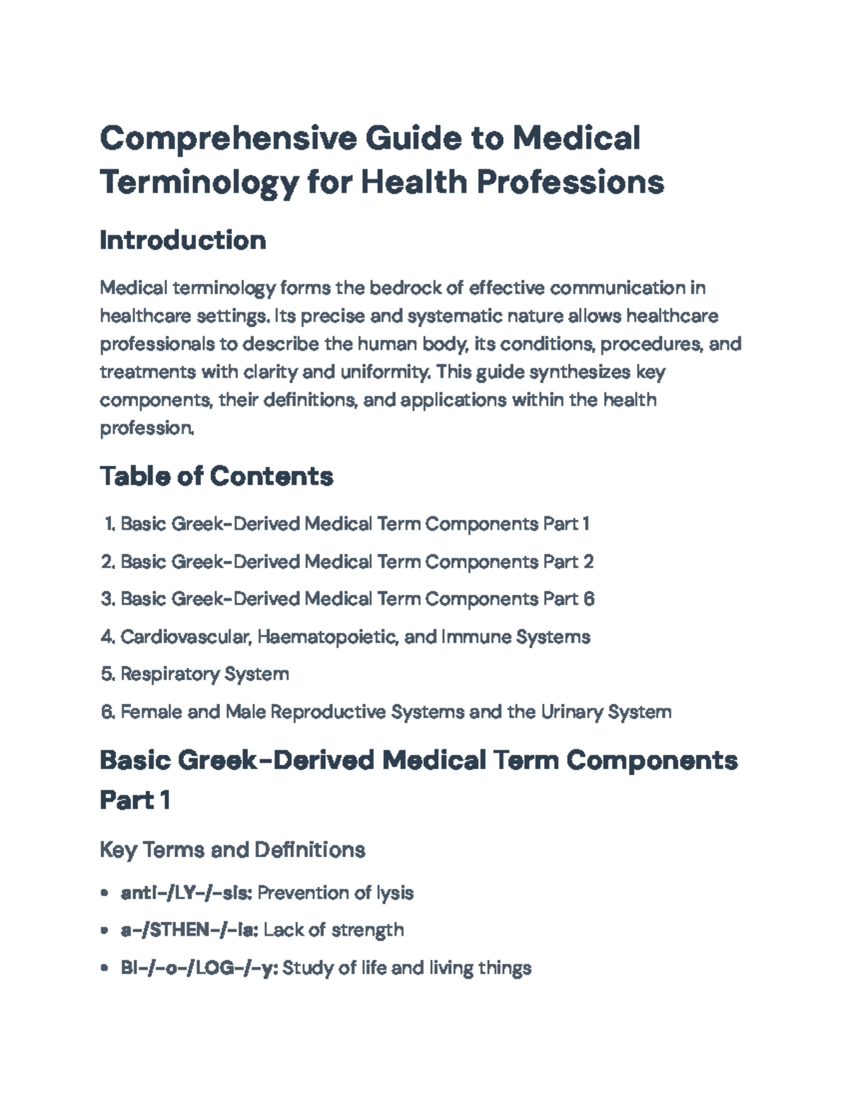 Comprehensive Guide to Medical Terminology for Health Professions - Comprehensive Guide to ...