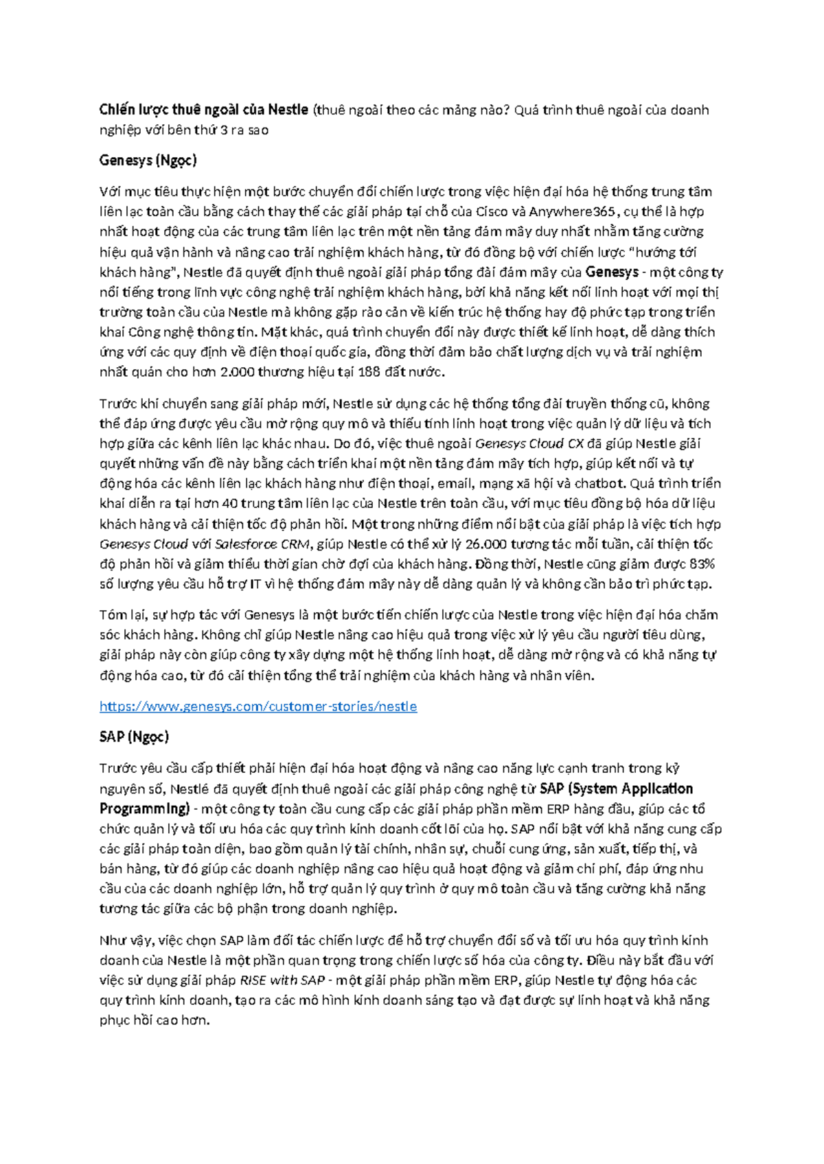 Chiến lược Thuê Ngoài của Nestlé: Hợp Tác với Genesys, SAP và XPO ...