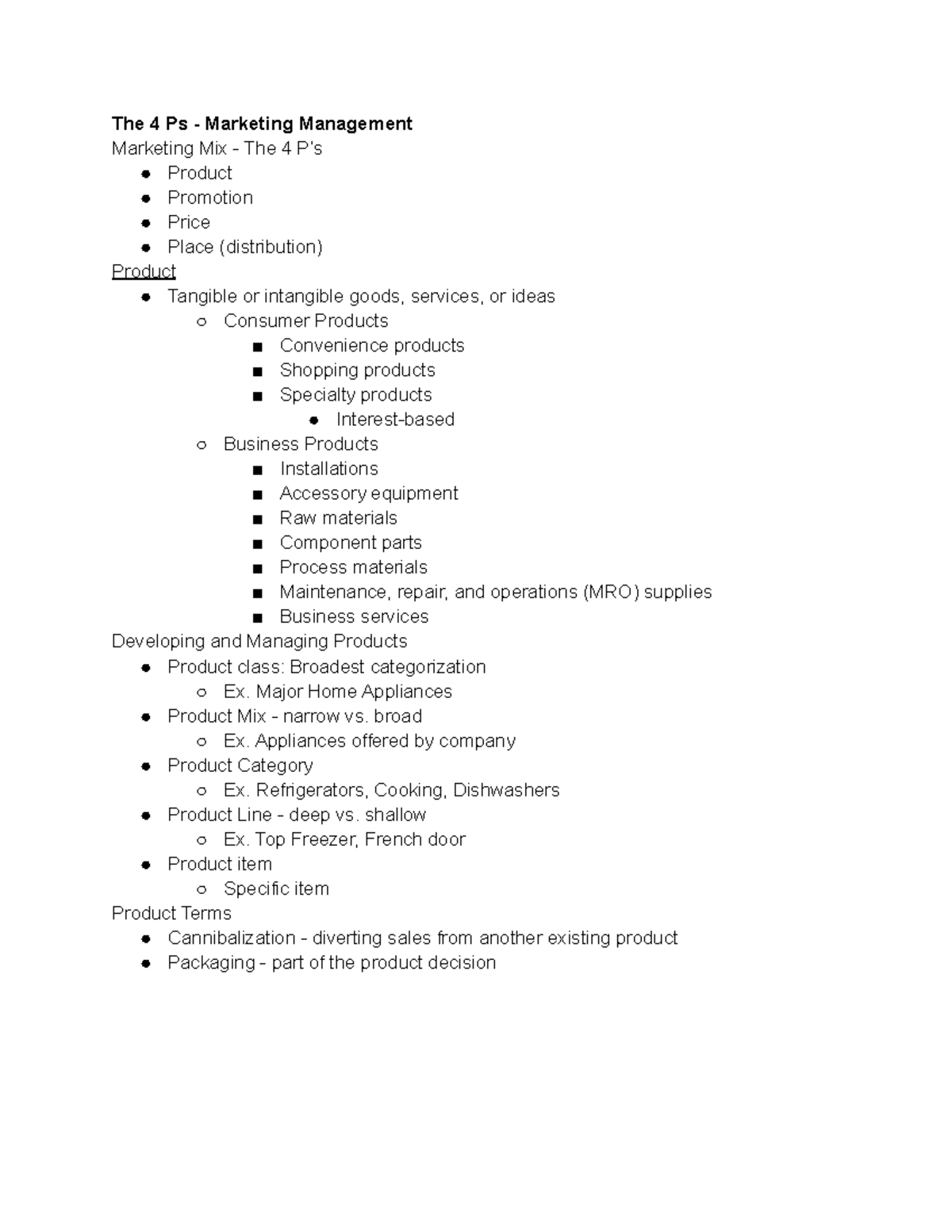 BUS-101 - Marketing Management Chapter 12: The 4 Ps Explained - Studocu