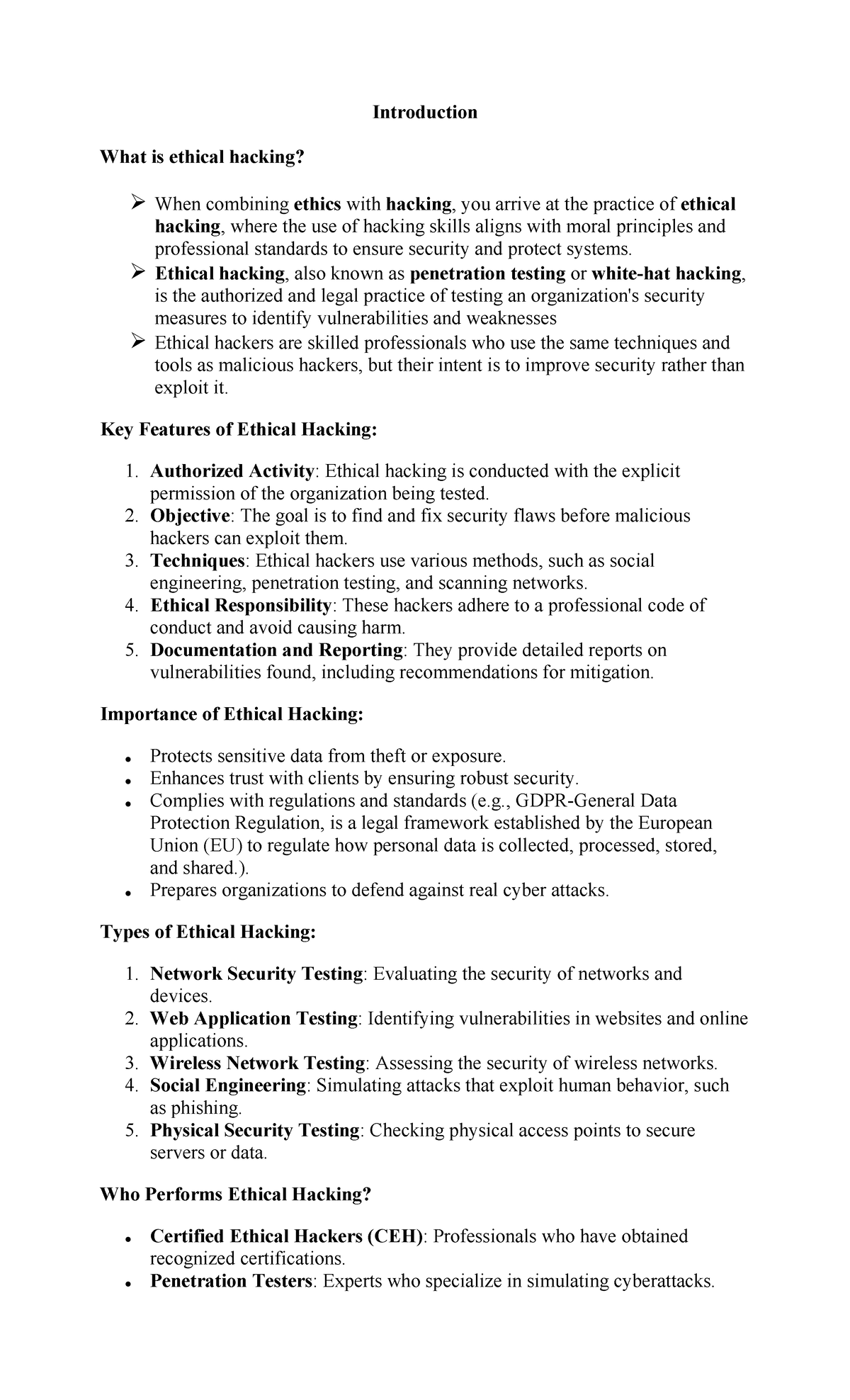 Ethical Hacking Overview: Key Concepts and Techniques (Course Code: VMS) - Studocu