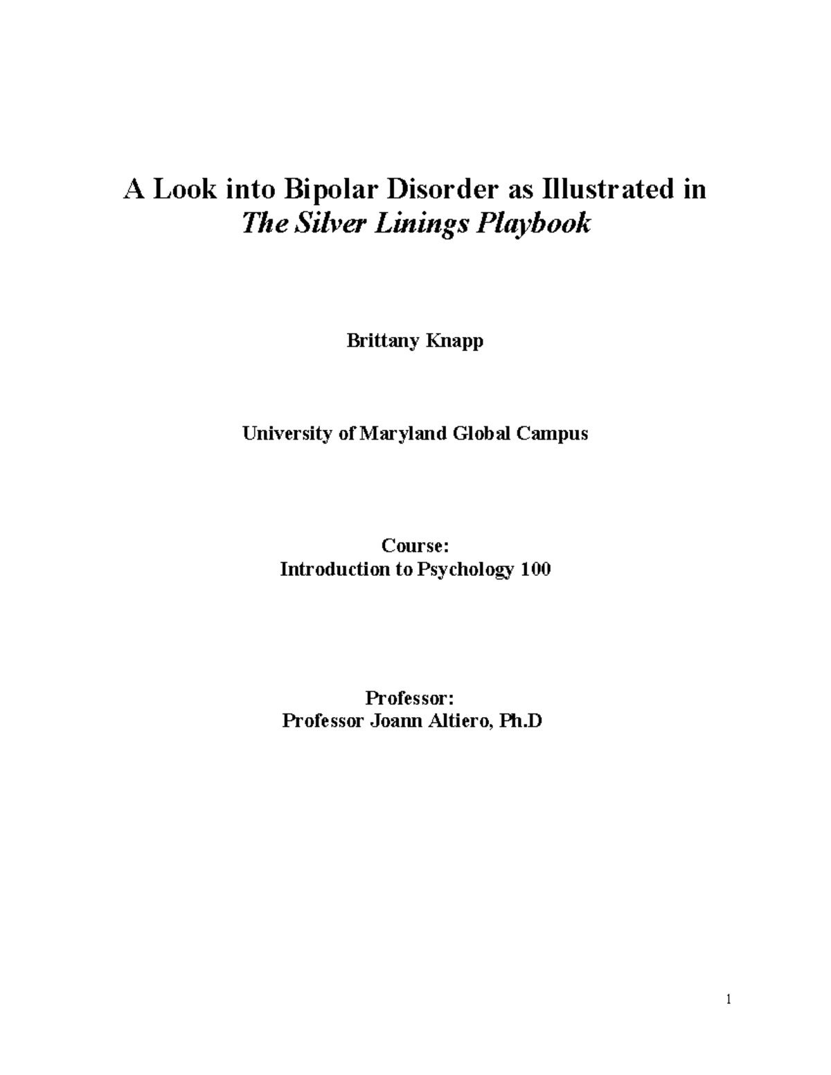 Psychology 100: Exploring Bipolar Disorder in The Silver Linings ...