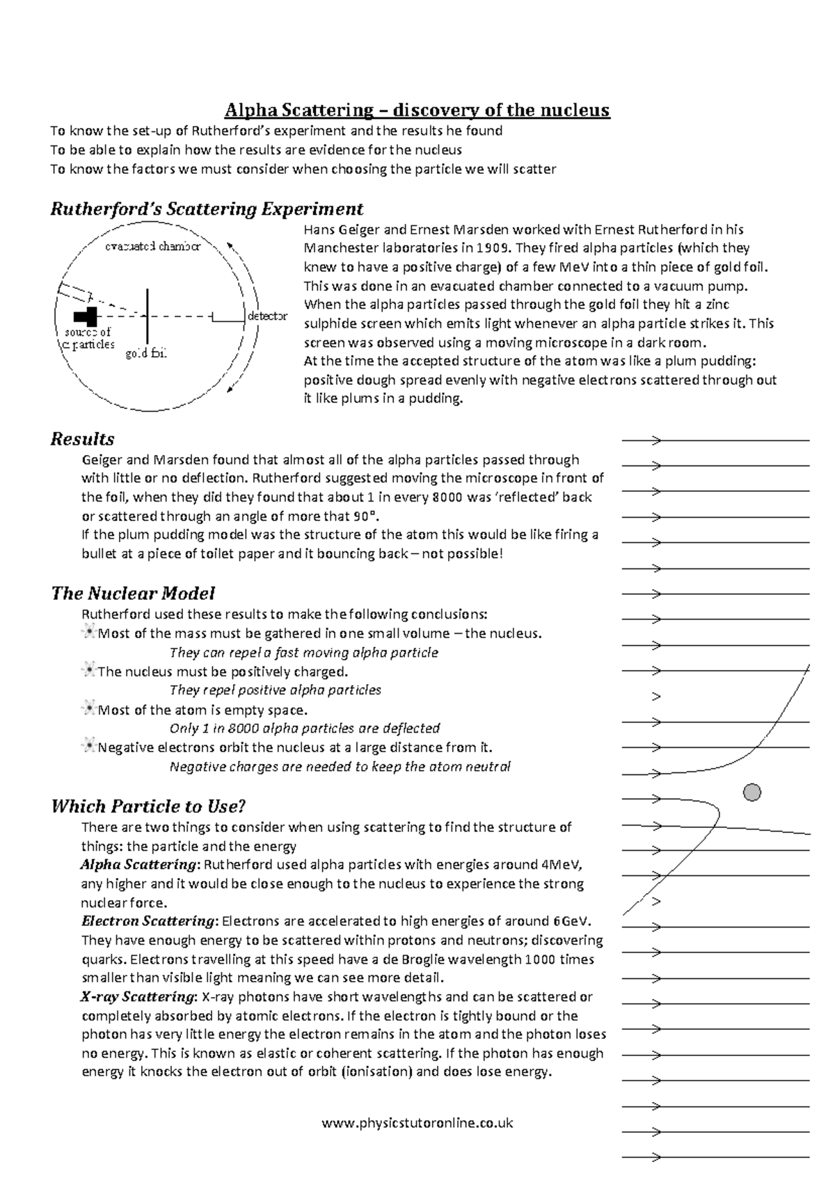 Rutherford's Alpha Scattering Experiment Notes (PHYS 101) - Studocu