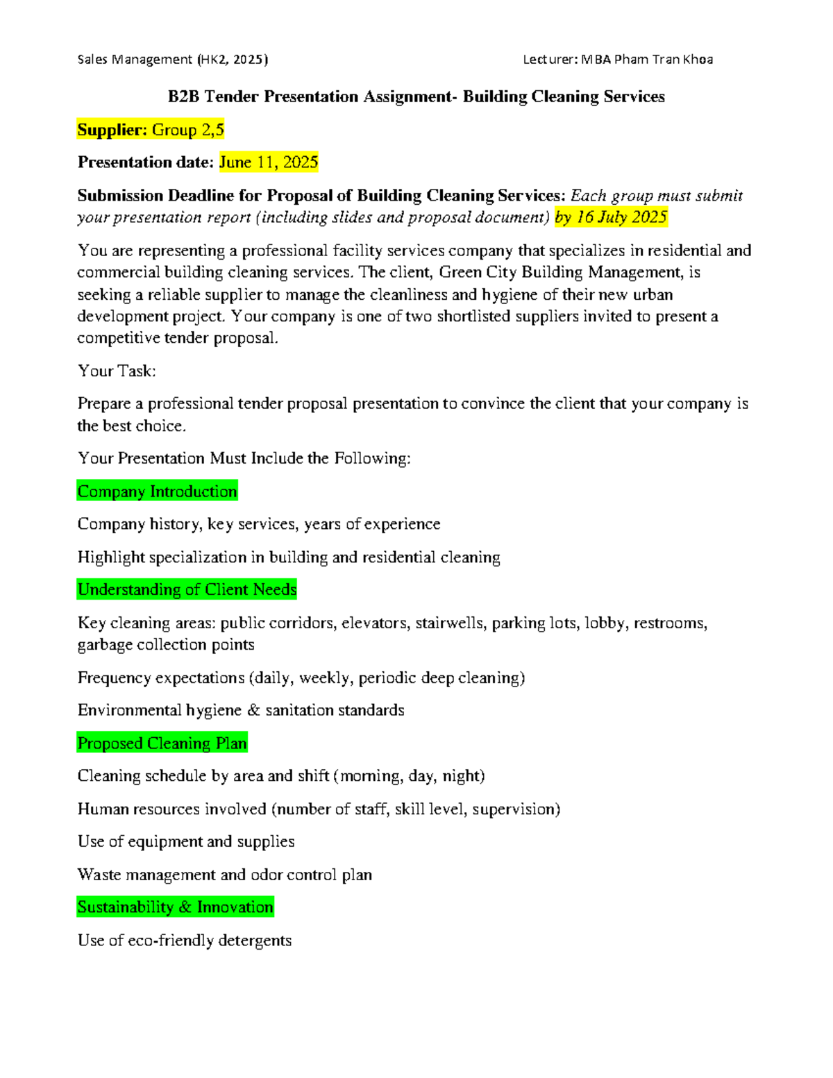 B2B Tender Presentation for Building Cleaning Services (HK2, 2025 ...