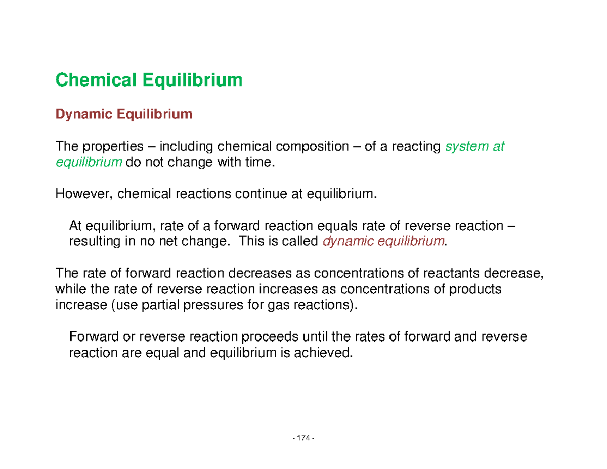 Chemical Equilibrium - Spring 2024 - Chemical Equilibrium Dynamic ...