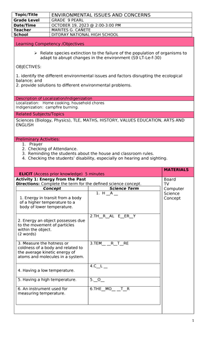 Earth & Life Science Module 3 - MODULE 3- Natural Hazards, Mitigation, and Adaptation LESSON 1 ...