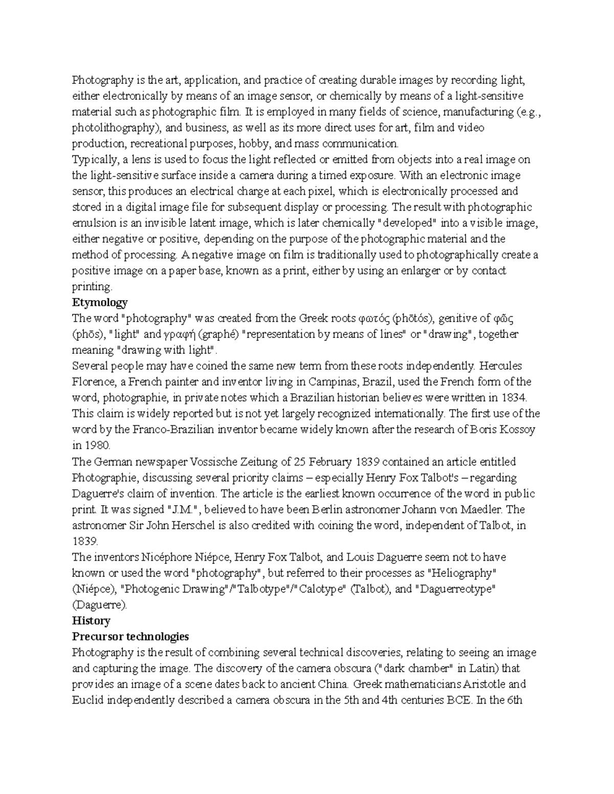 Comprehensive Study of Photography Techniques and Historical ...