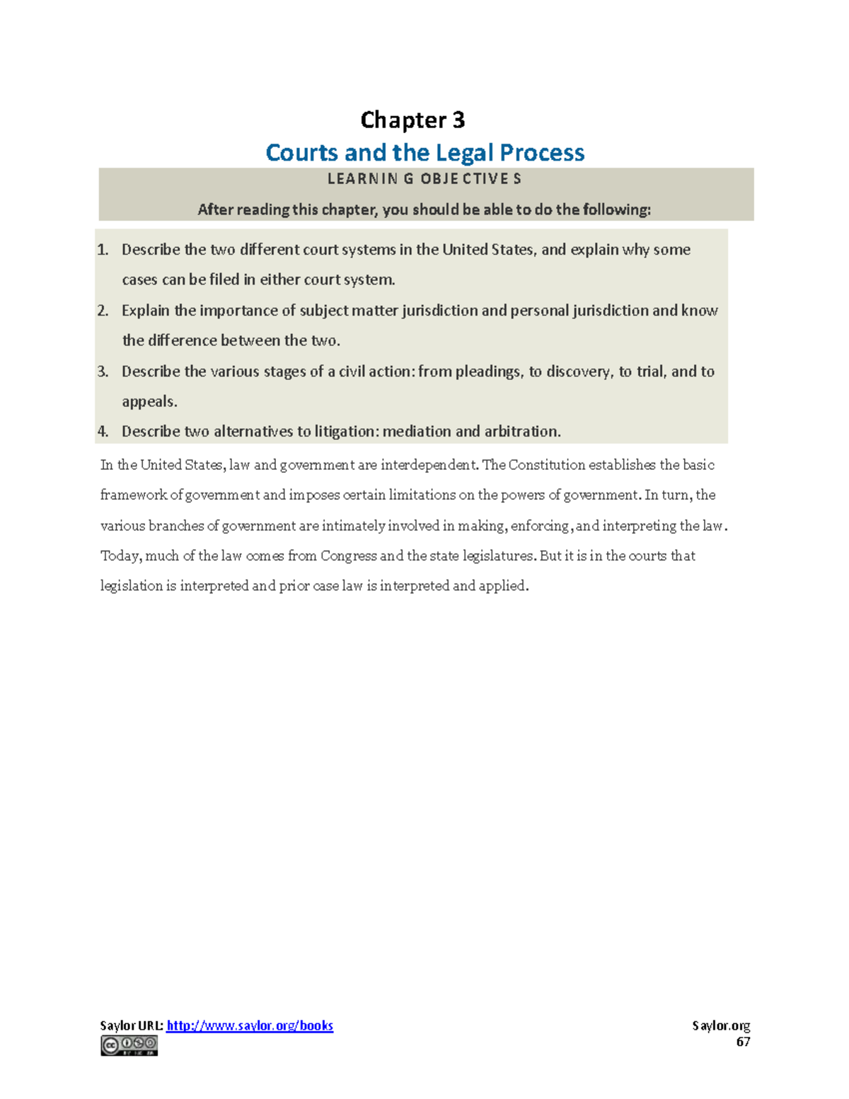 Chapter 3: Courts & Legal Process Overview (L E A R N I N G O BJE C T ...