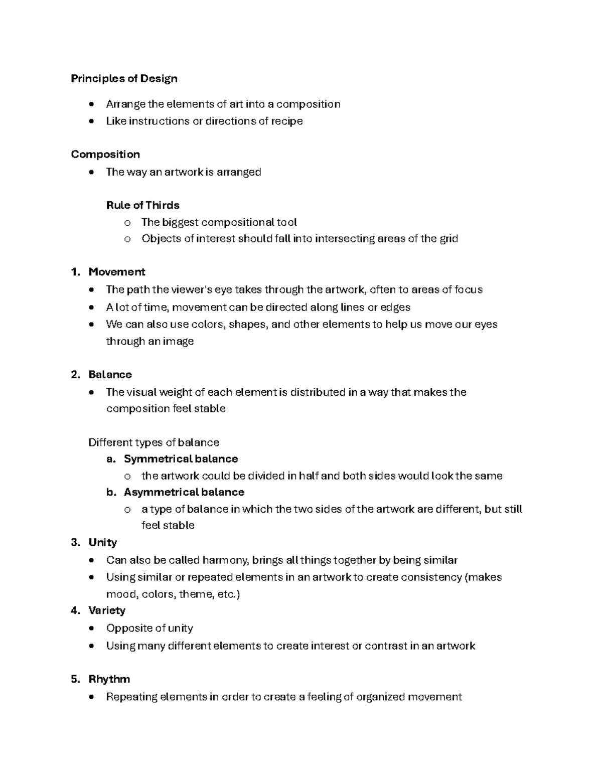 Principles of Design and Color Theory: Composition Techniques - Studocu